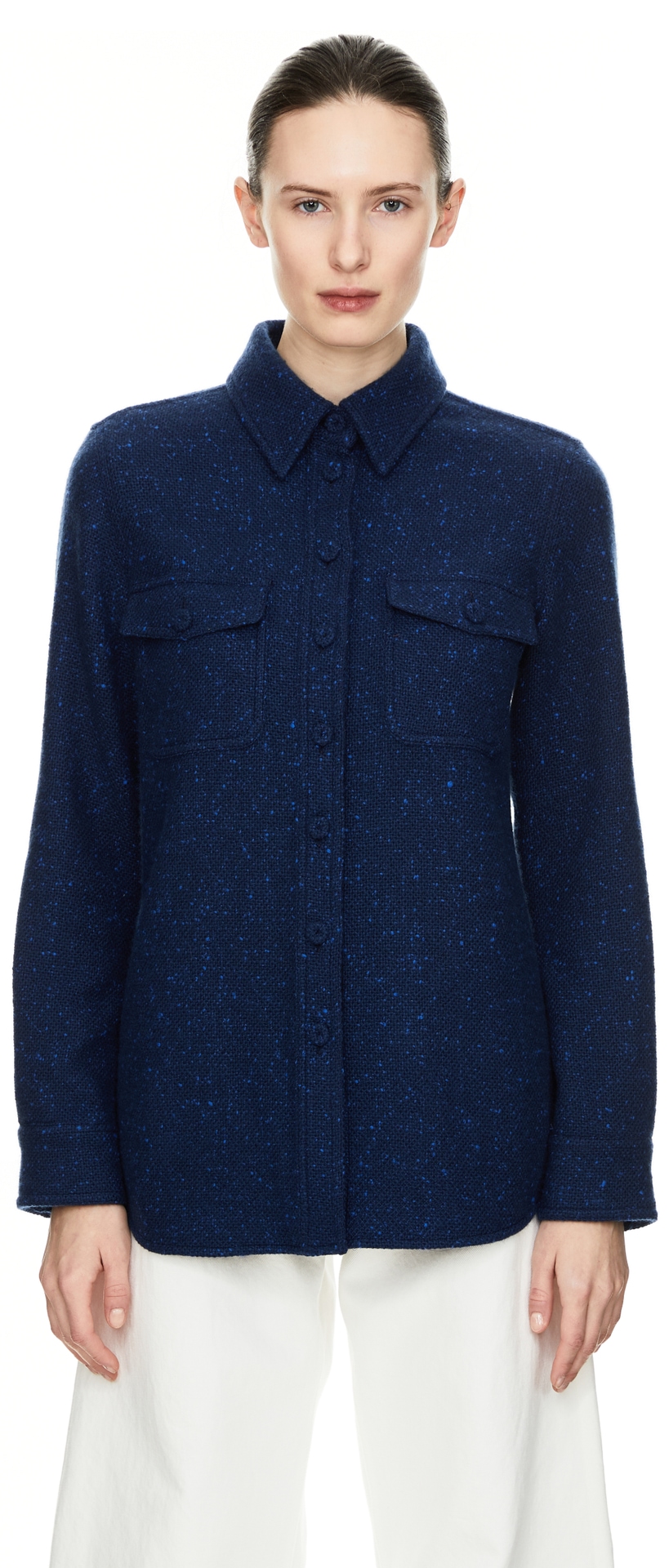 Gabriela Hearst Wool cashmere shirt 'John Austin' navy blue on UNGER.DE